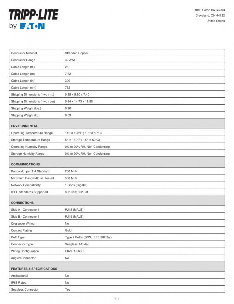 EATON N201-025-BL-FL technical document page 2