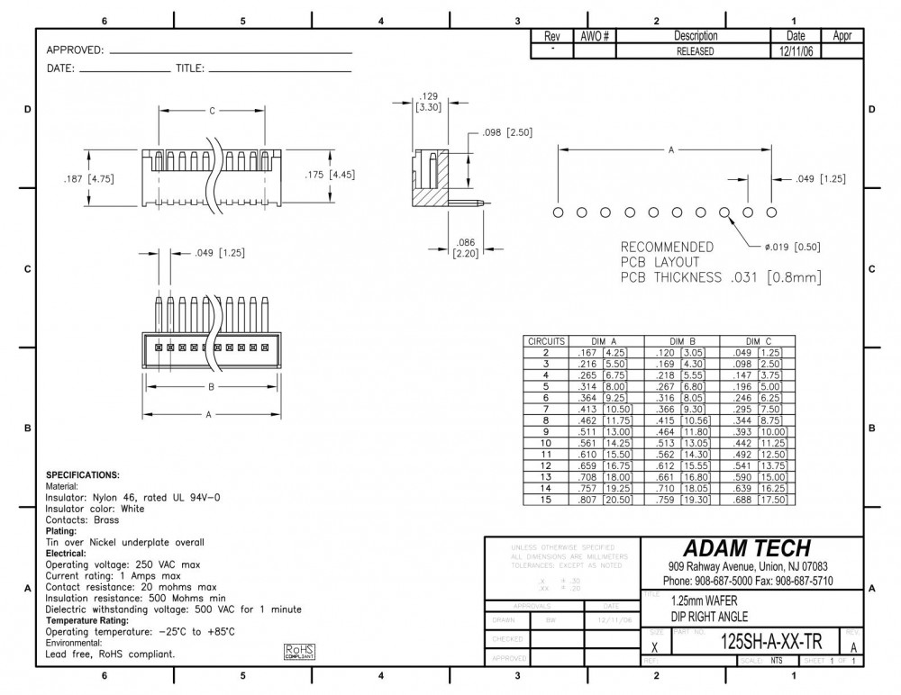 125SH-A-05-TR technical document page
