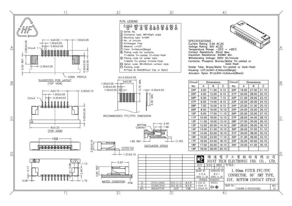 Joint Tech Elec F1003WR-S-14PNLNG1GB0R technical drawing