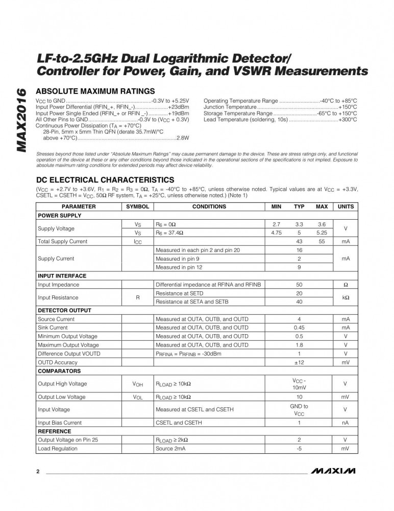 MAX2016 datasheet page 2
