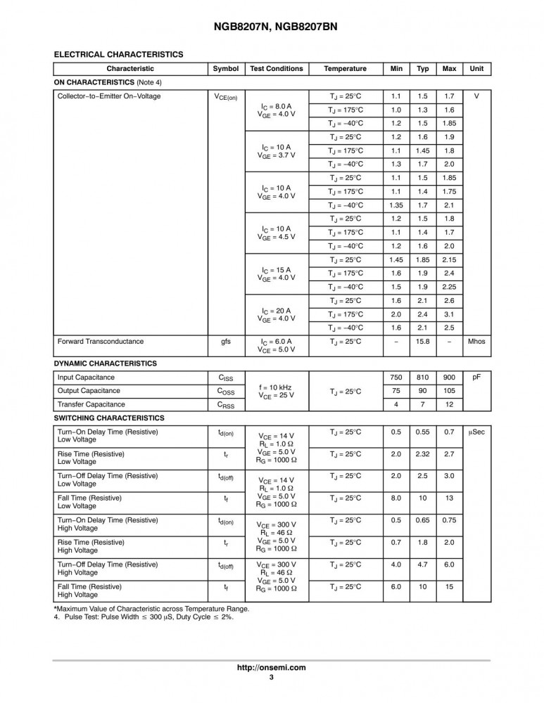 NGB8207BNT4G datasheet page 3