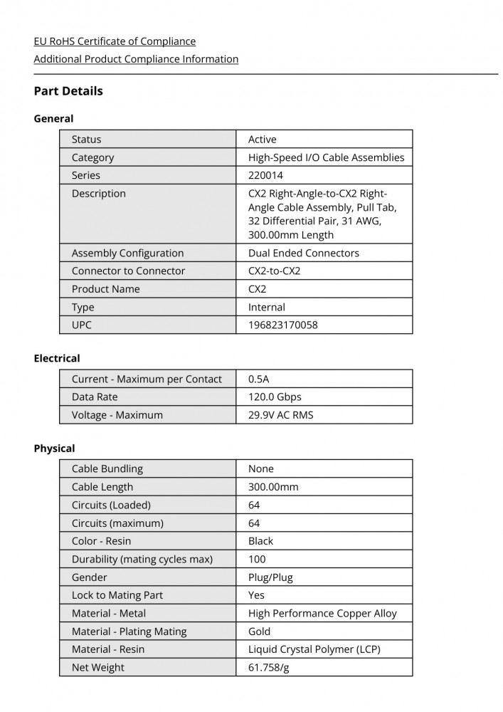 MOLEX 2200144030 product drawing, page 2