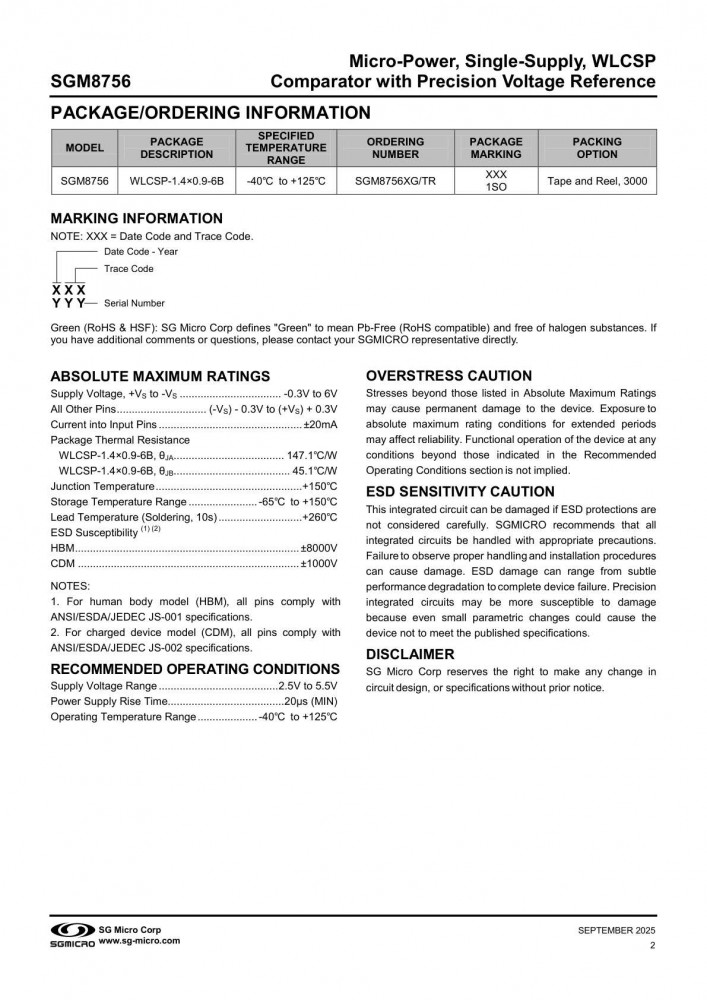 SGM8756 datasheet page 2