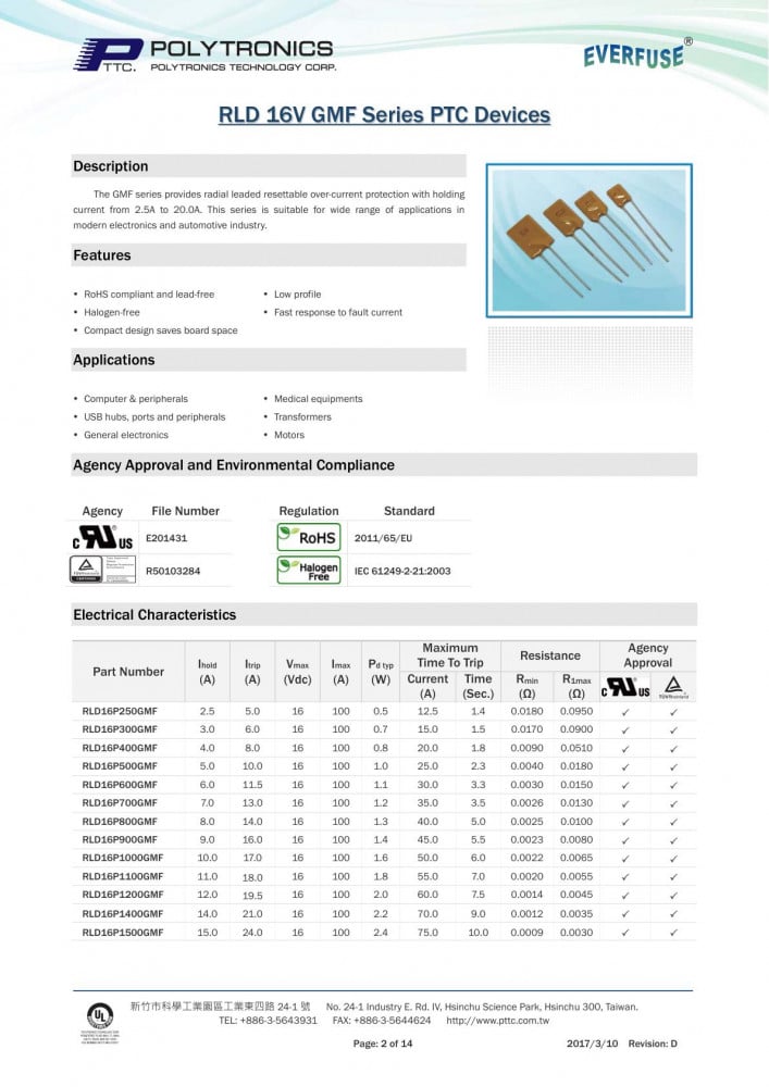 RLD16P400GMF datasheet page 2