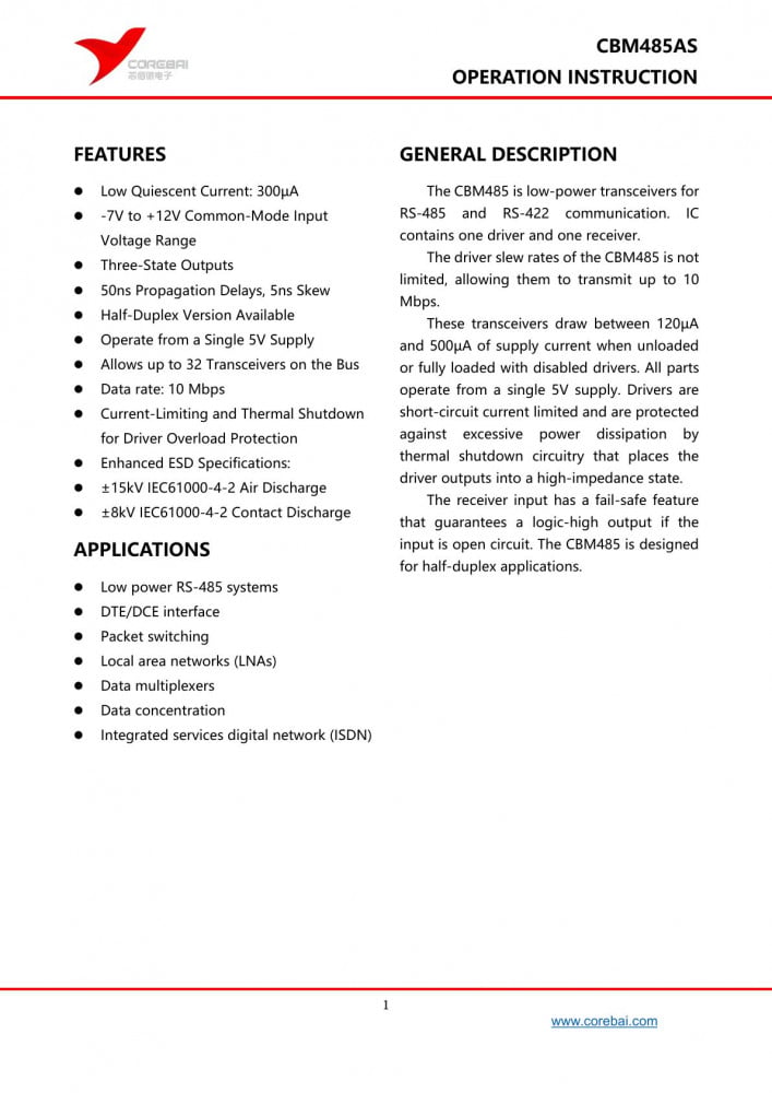 CBM485AS8 datasheet page 1