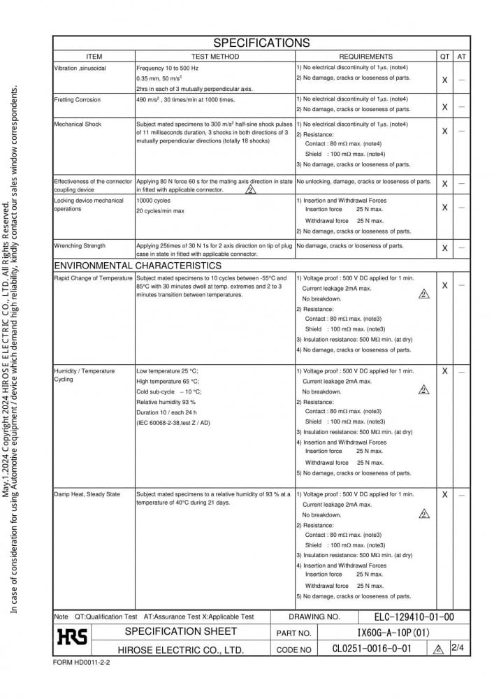 HRS IX60G-A-10P(01) specification sheet page 2