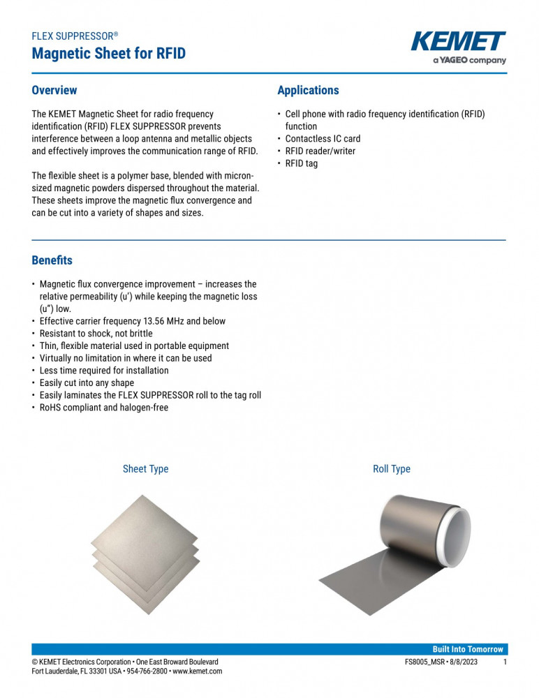 KEMET FLEX SUPPRESSOR datasheet page 1