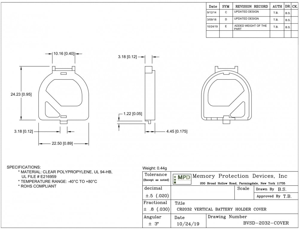 BVSD-2032-COVER technical drawing page 1