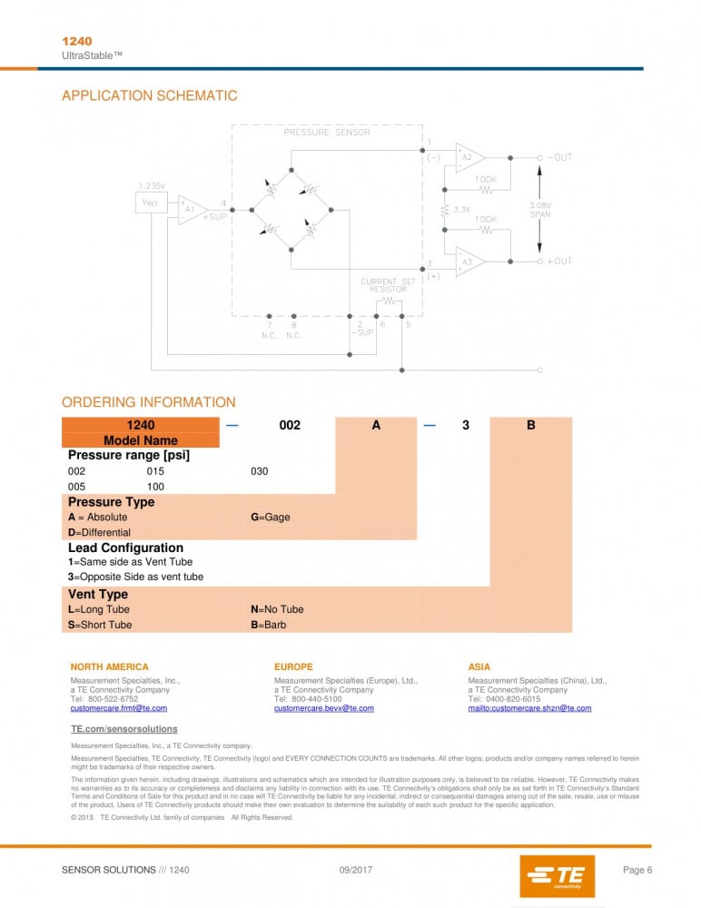 TE Connectivity 1240 pressure sensor datasheet page 6