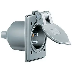 Locking Devices, Twist-Lock®, Industrial, Flanged Receptacle, 30A 3-Phase Wye 347/600V AC, 4-Pole 5-Wire Grounding, L23-30R, Screw Terminal, White
