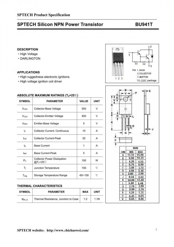 BU941T datasheet page 1