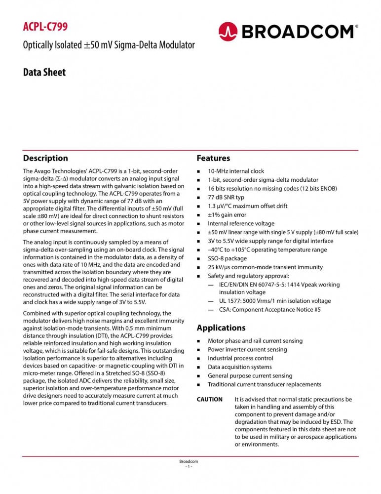 ACPL-C799 datasheet page 1