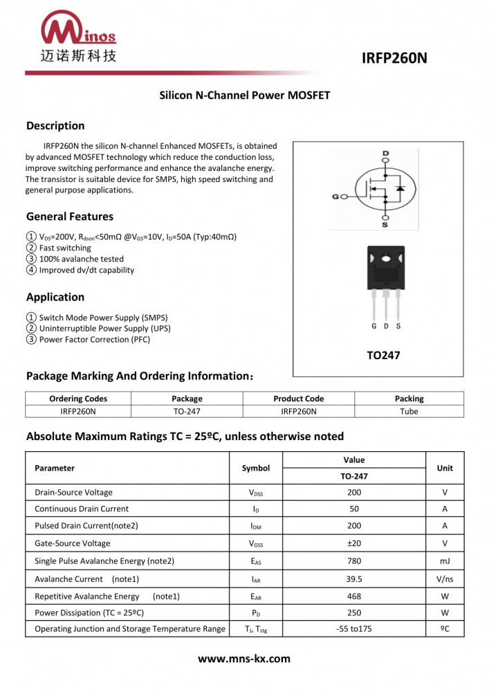 IRFP260N datasheet page 1