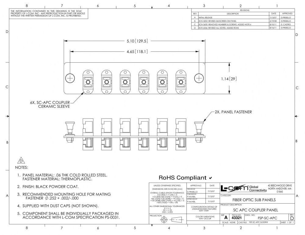 L-com FSP-SC-APC technical document preview