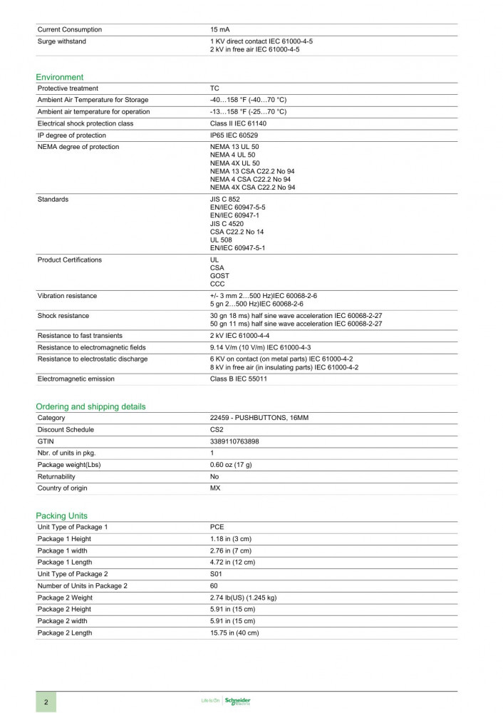 XB6AF1B5B technical document page 2