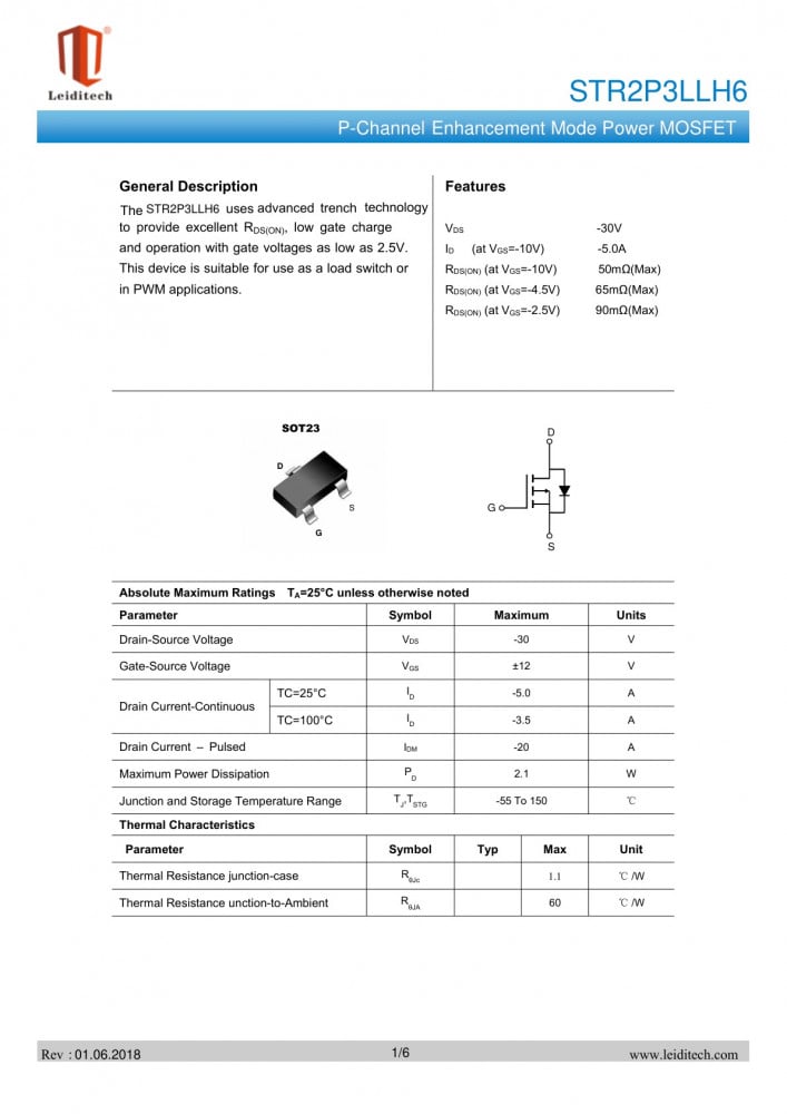 STR2P3LLH6 datasheet page 1