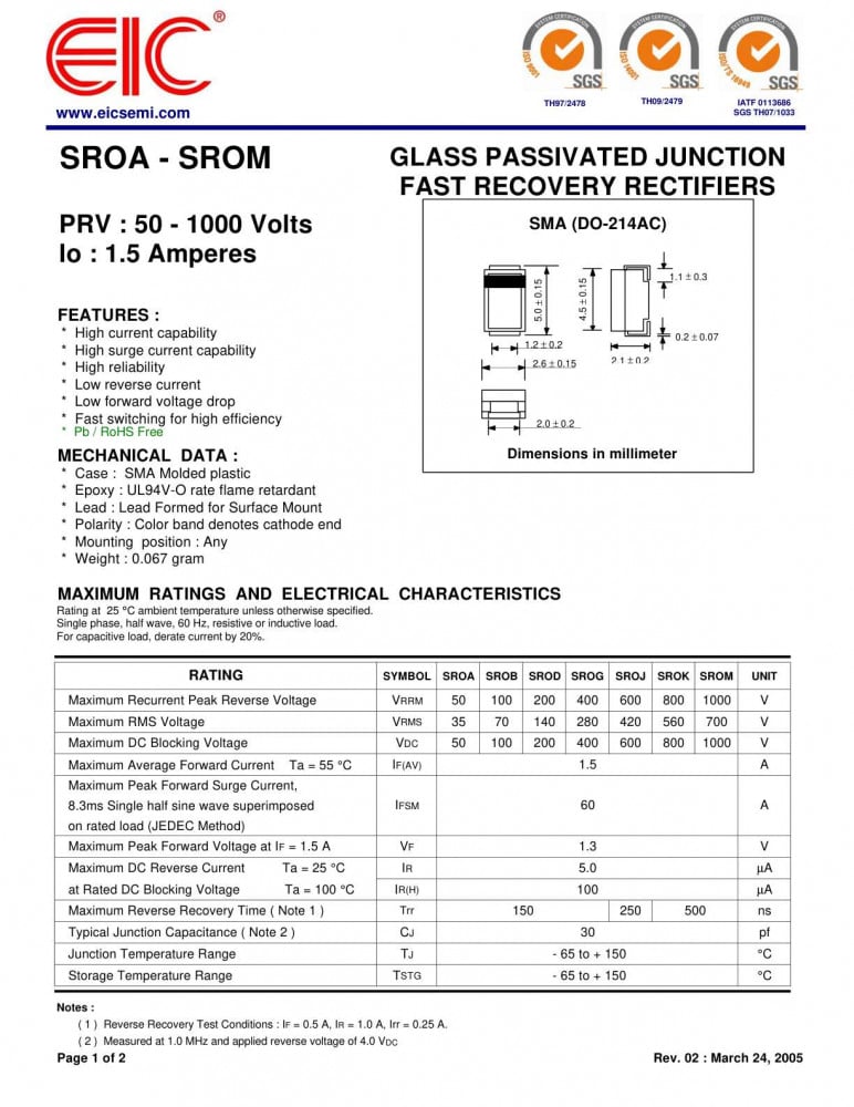 EIC SROG datasheet page 1