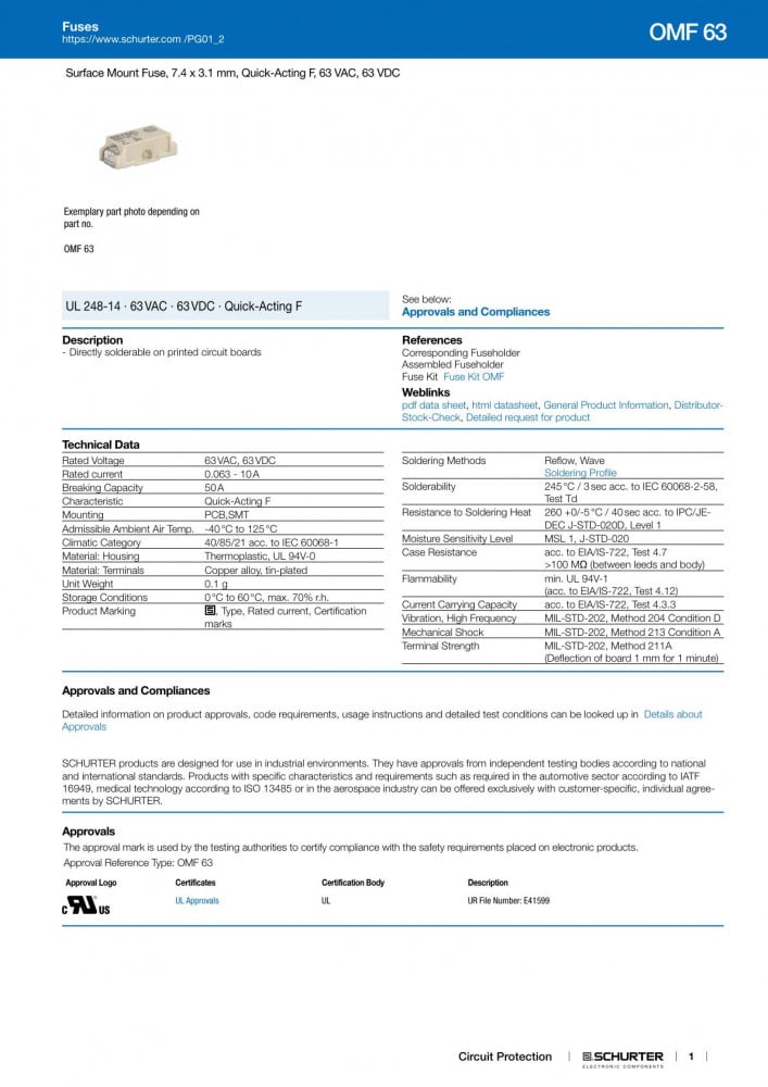 SCHURTER 3402.0014.11 technical document page 1