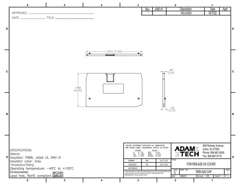 REB-A2E-CAP technical document page