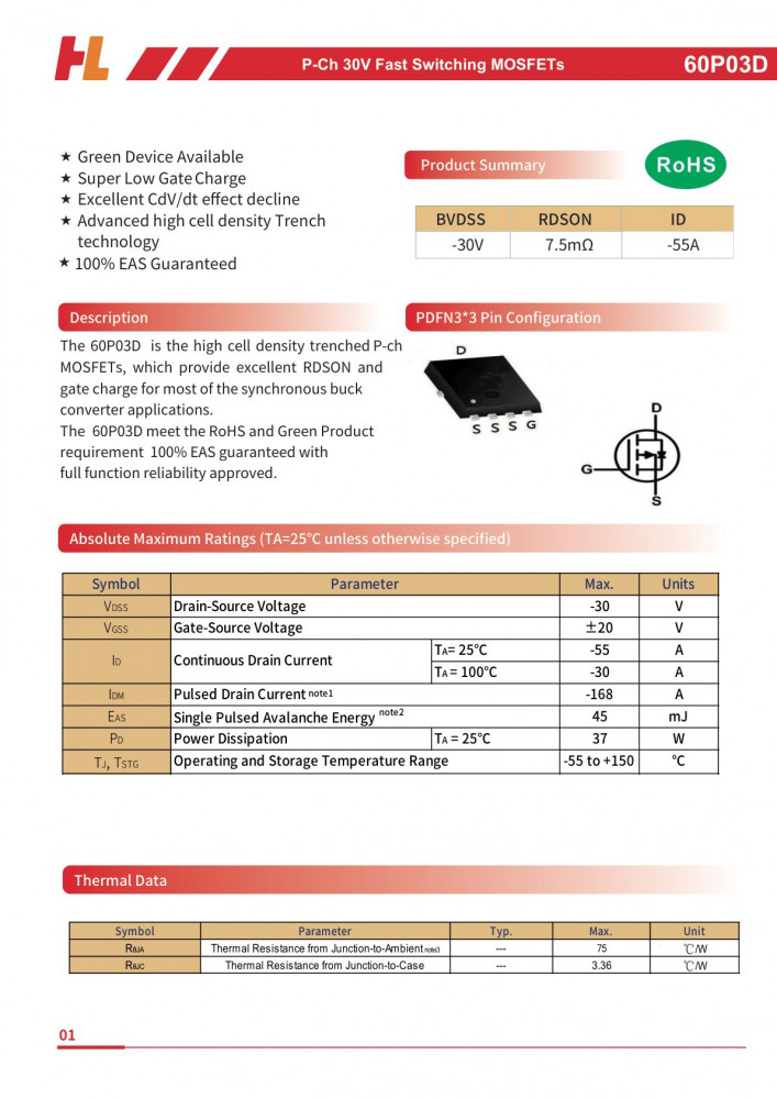 60P03D datasheet page 1