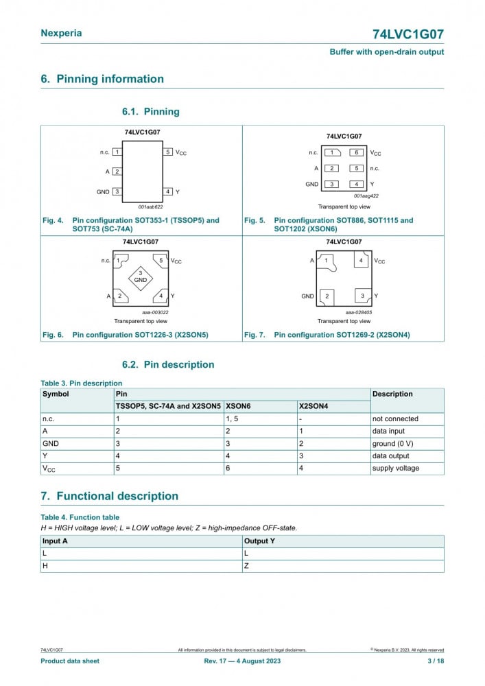 74LVC1G07GW,125 datasheet page 3