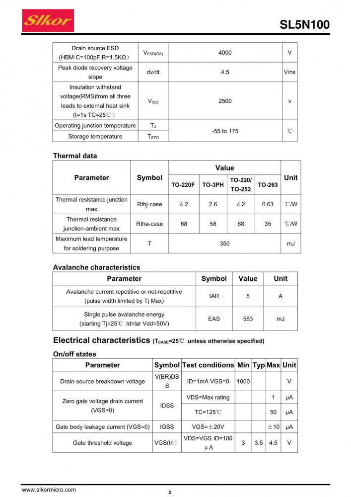 SL5N100F datasheet page 2