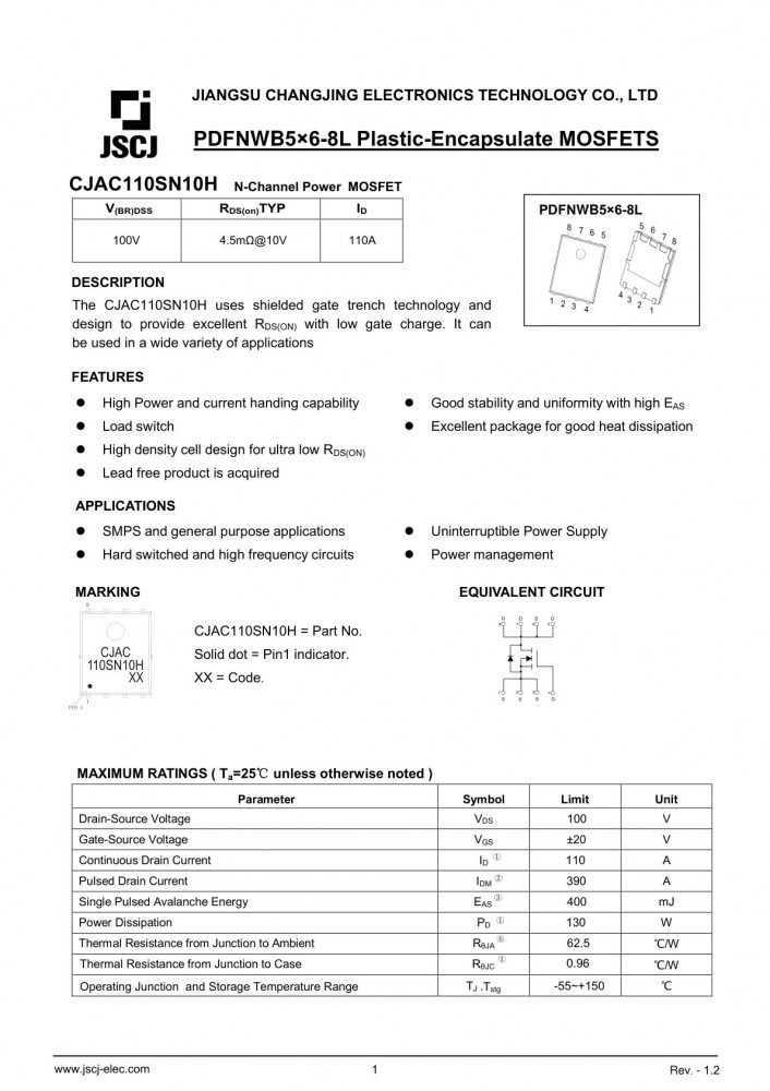 CJAC110SN10H datasheet page 1