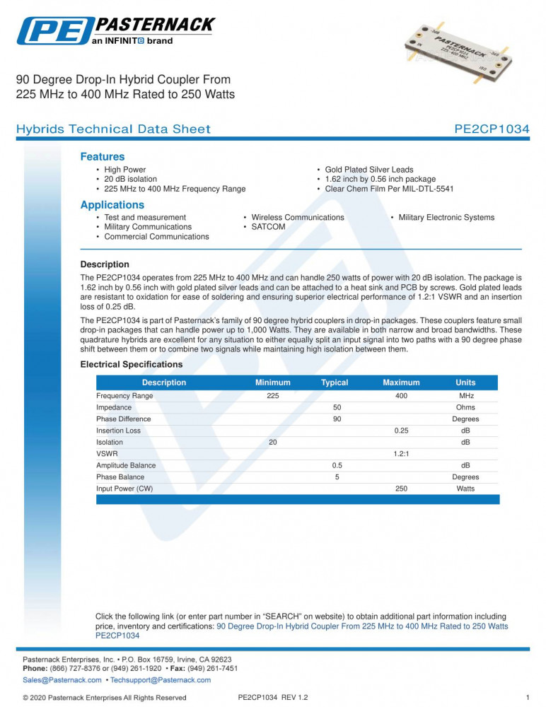 PE2CP1034 datasheet page 1