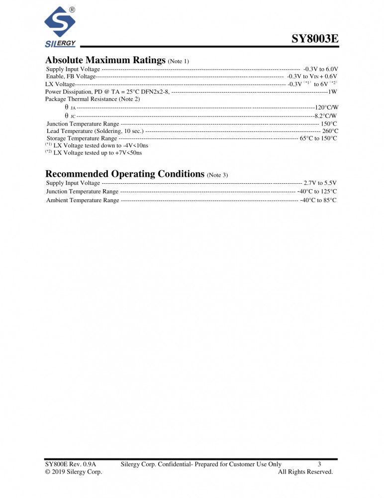 SY8003EDFC datasheet page 3