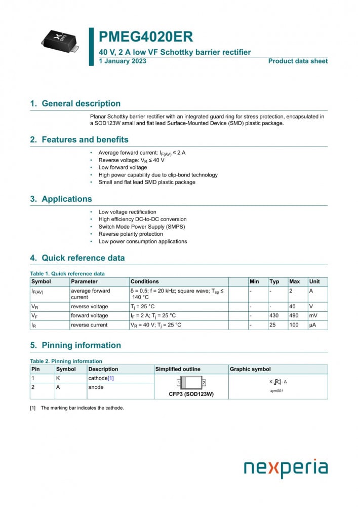 PMEG4020ER,115 datasheet page 1