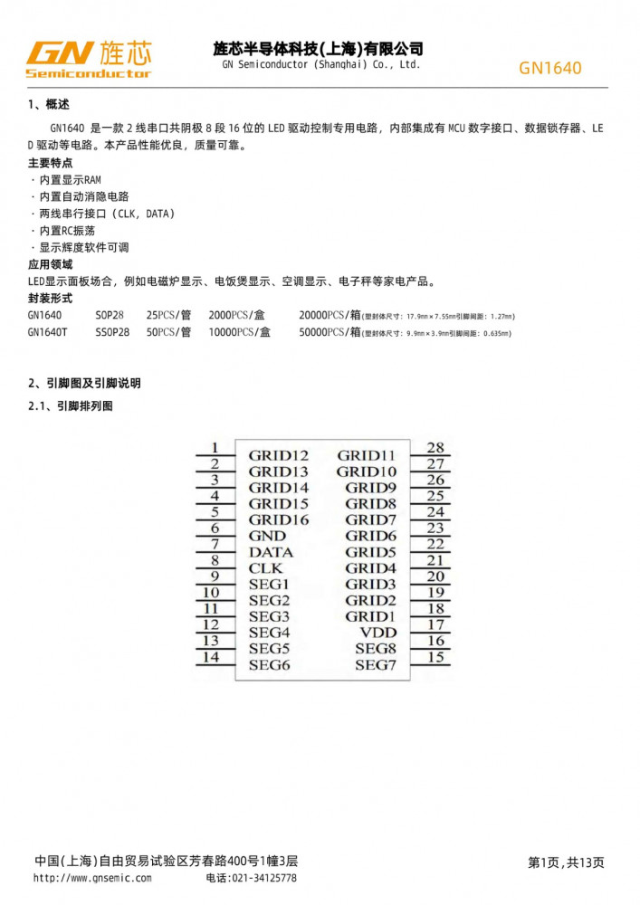 GN1640 datasheet page 1