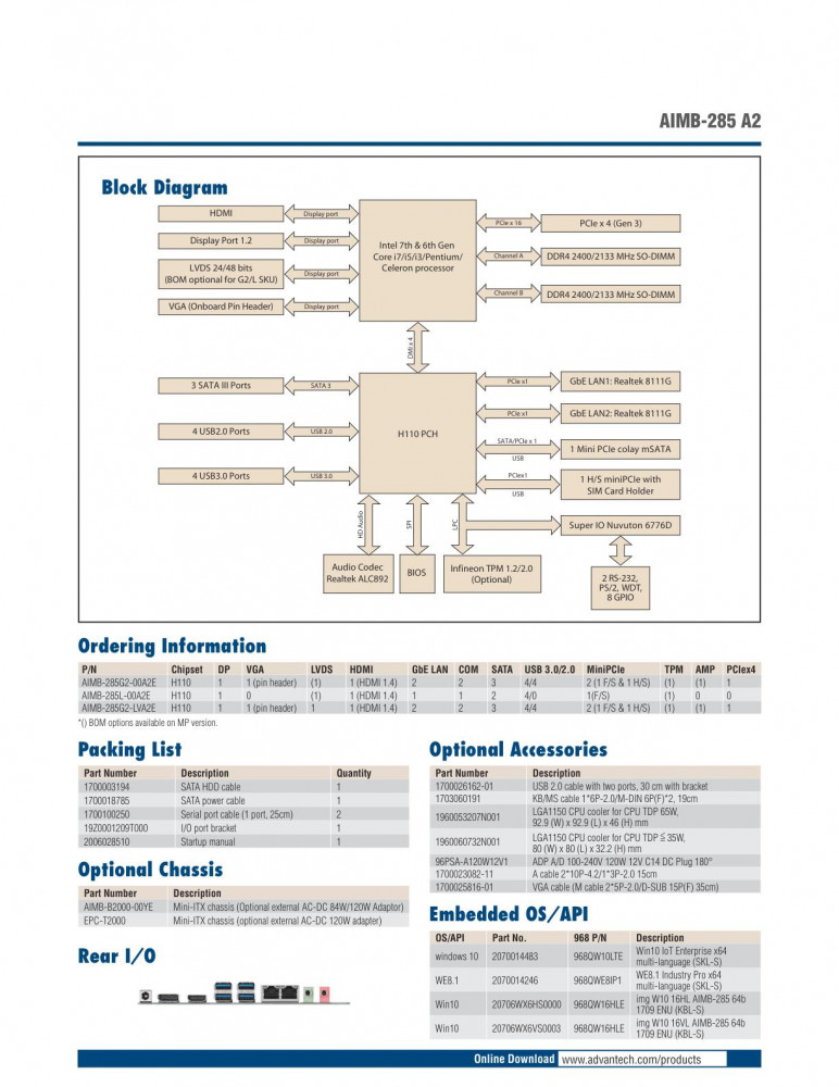 AIMB-285L-00A1E technical document page 2