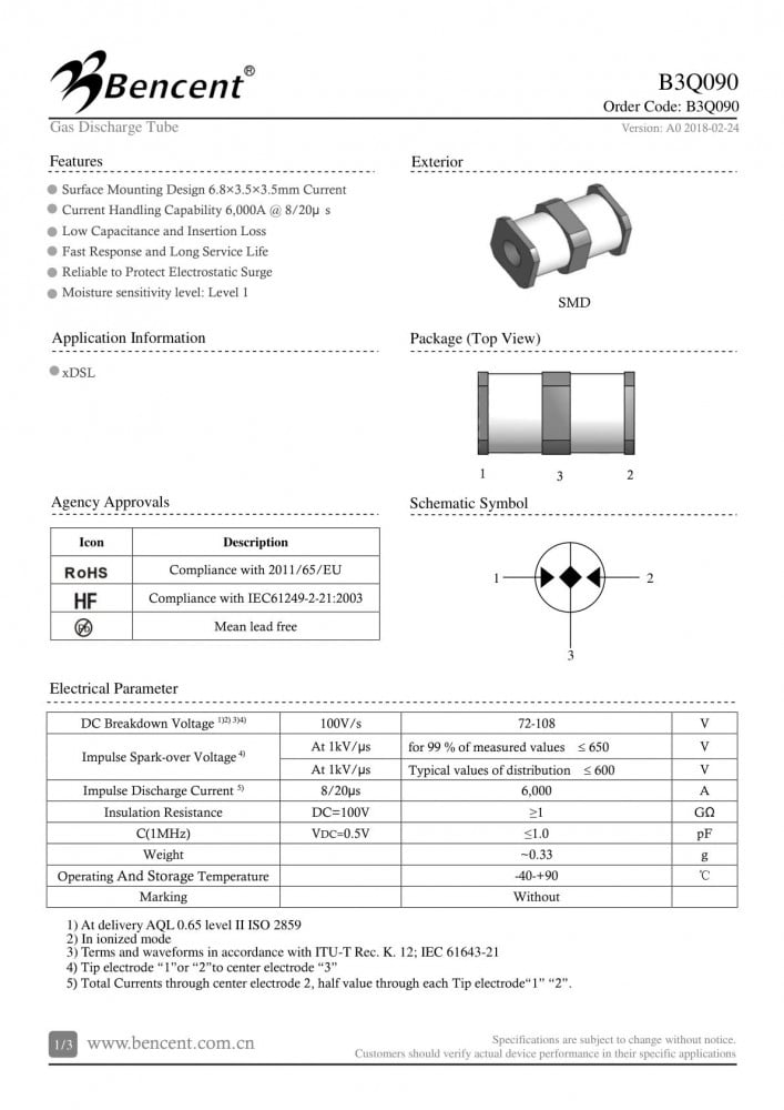 B3Q090 datasheet page 1