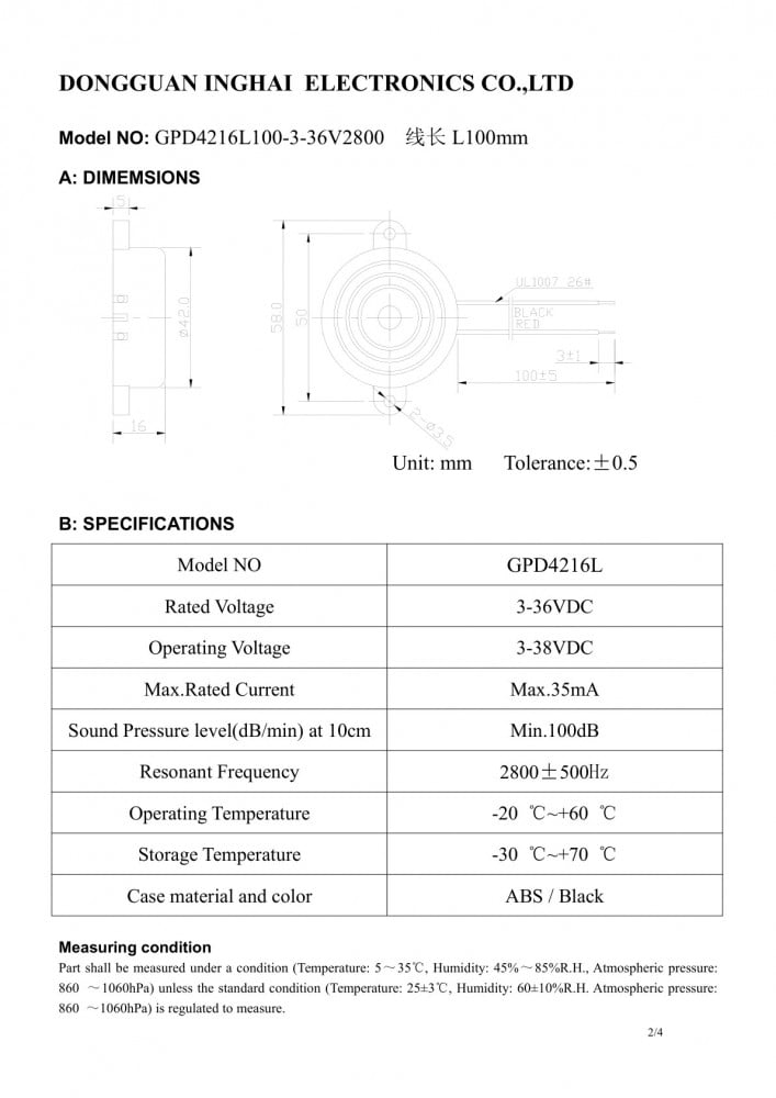 GPD4216L100-5V2800 specification page 2