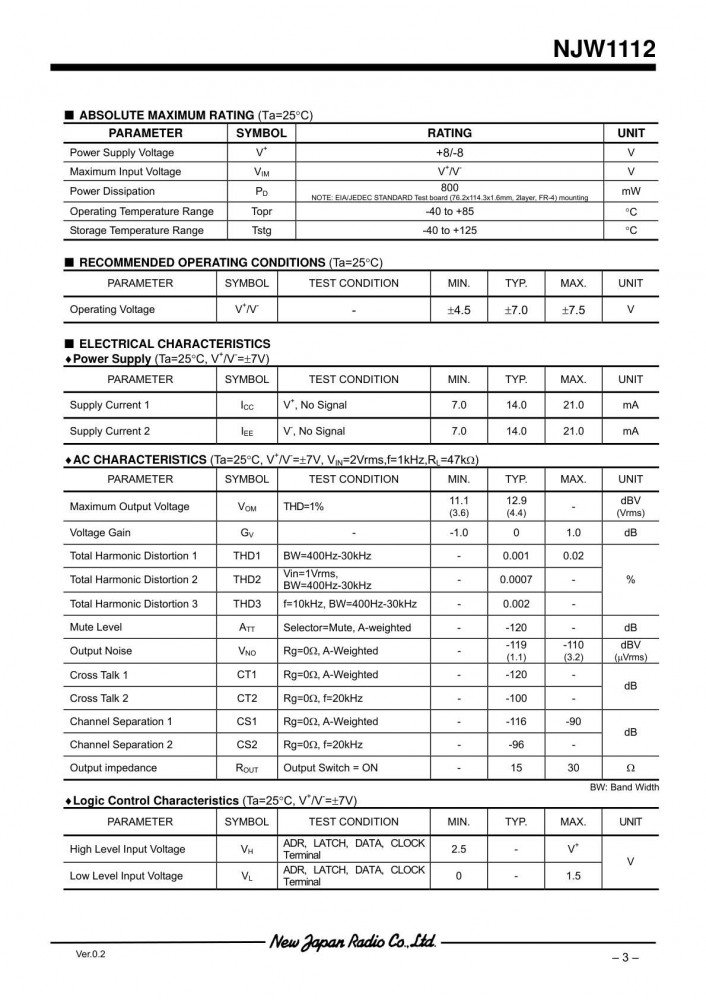 NJW1112 technical document page 3