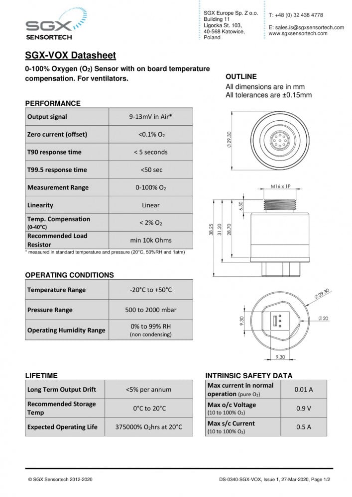 SGX-VOX datasheet page 1