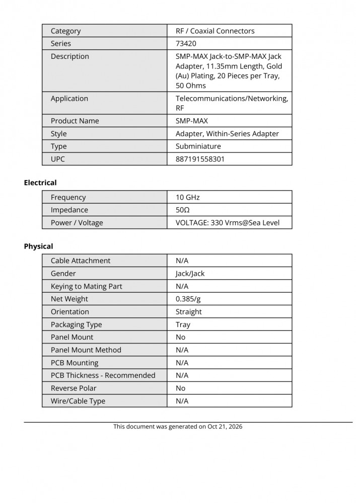 Technical document image 2 for MOLEX 734205364