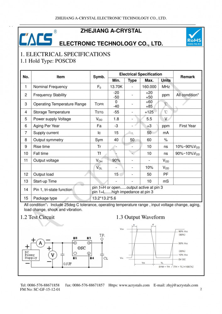 POSCD8P specification document page 2