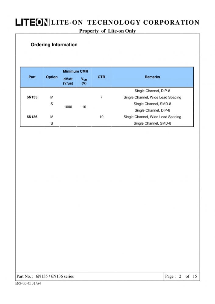 6N136 series datasheet page 2