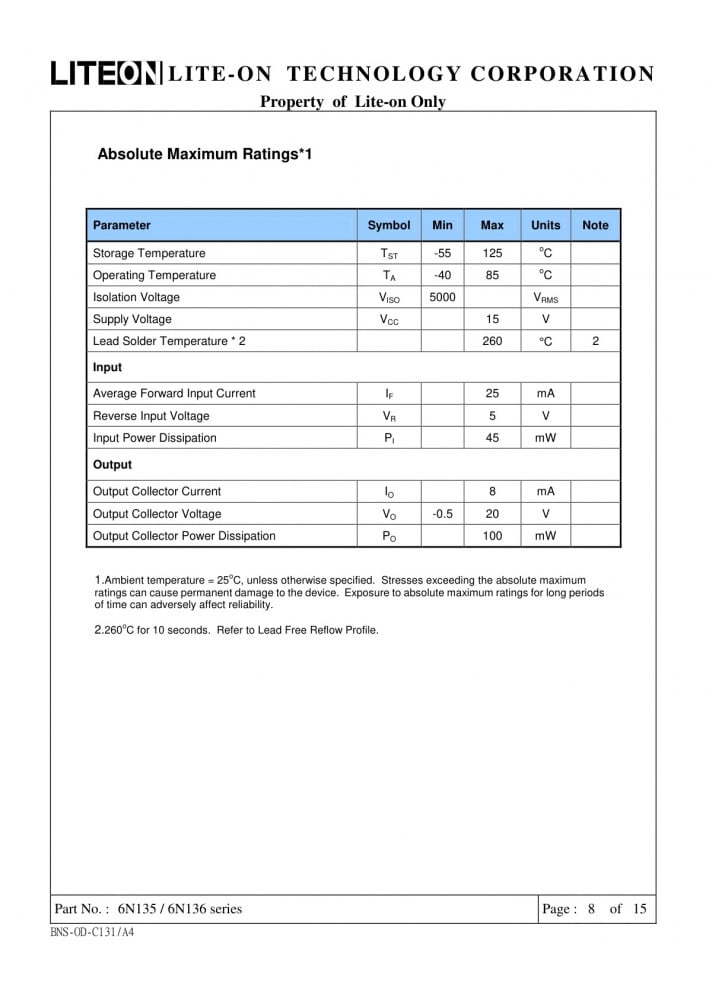 6N136 series datasheet page 8