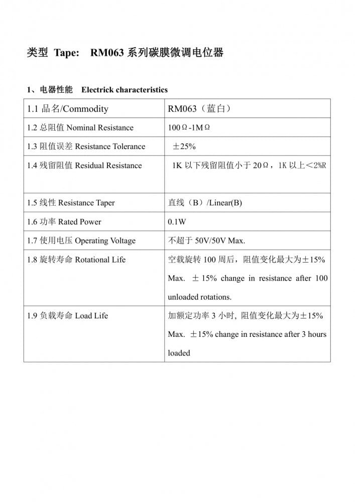 BOCHEN RM063 technical document page 1