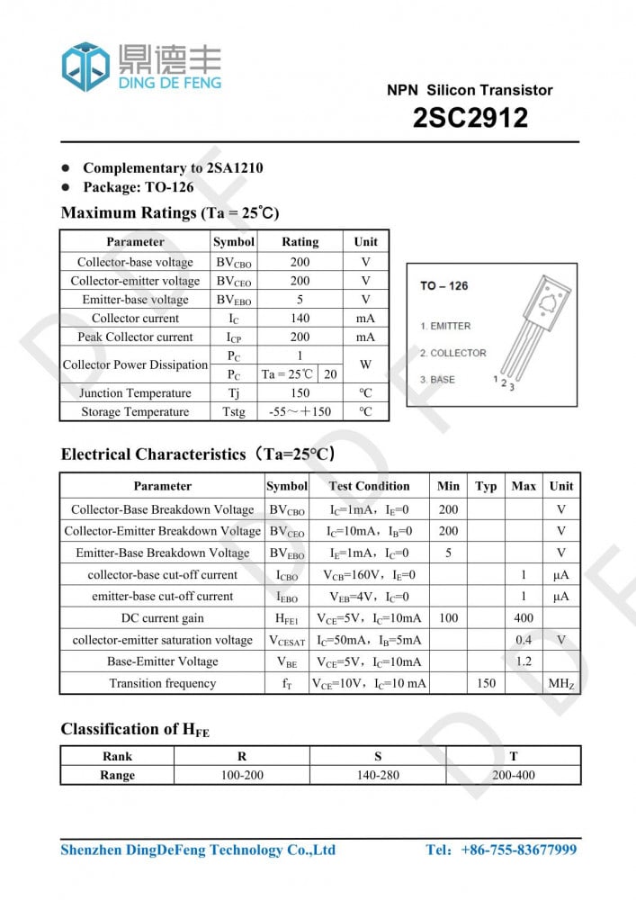 2SC2912 technical document page