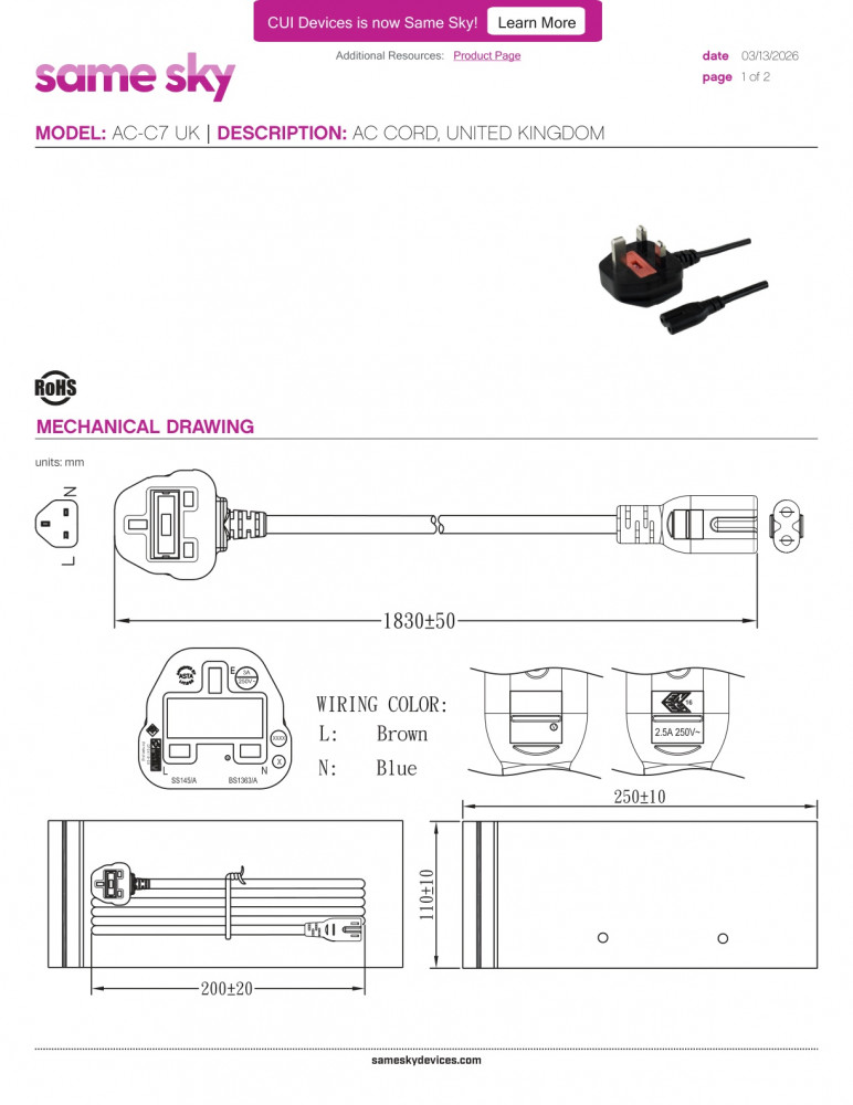 AC-C7 UK datasheet page 1