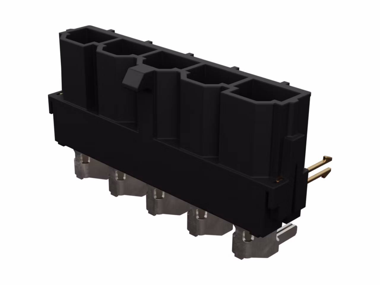 Mini-Fit Sr. Right-Angle Header, 10.00mm Pitch, Single Row, 5 Circuits, 5.10mm Tail Length, for 3.18mm PCB, Tin (Sn) Plating, with Clip, USE NYE LUBE ON MATING SURFACES for sale