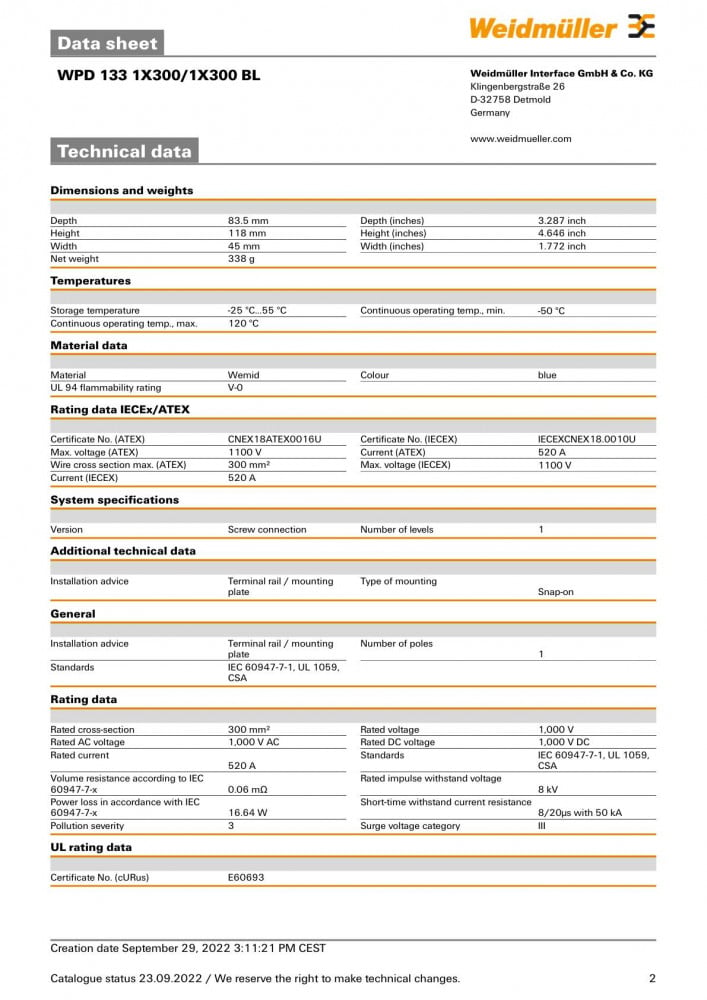 WEIDMULLER WPD 133 product documentation page 2