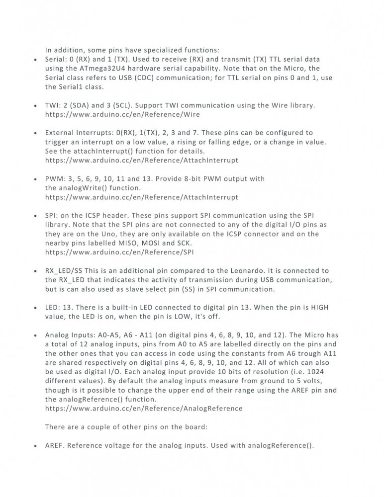 Arduino Micro technical document page 4
