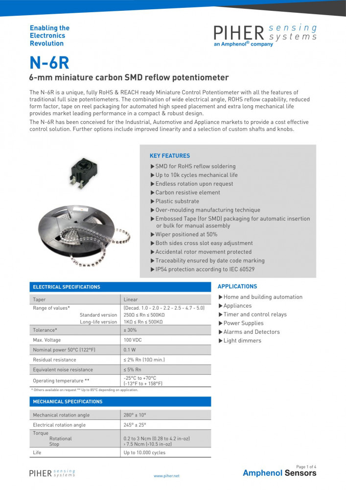 Amphenol N6L50T8S-103A3030R-E technical document page 1