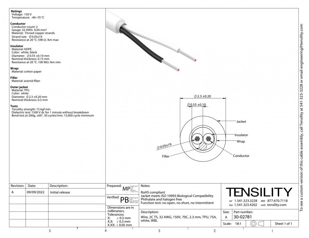 Tensility 30-02781 product drawing preview