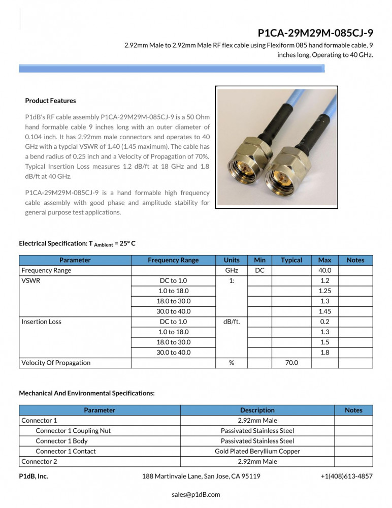 P1CA-29M29M-085CJ-9 technical document page 1