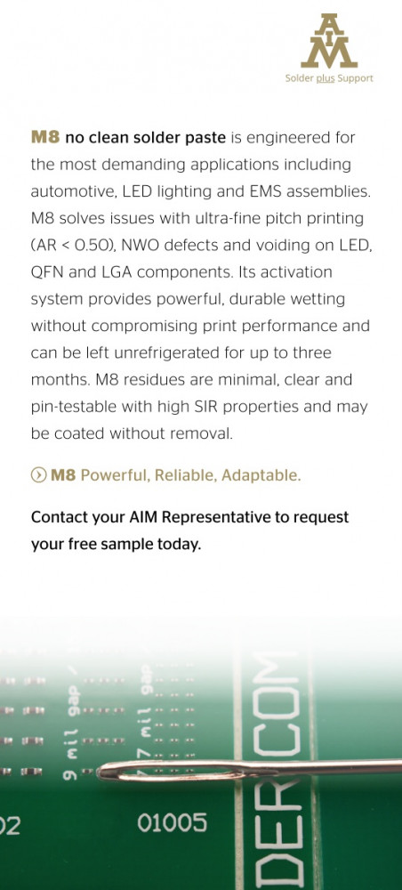 AIM M8 solder paste technical document, page 2